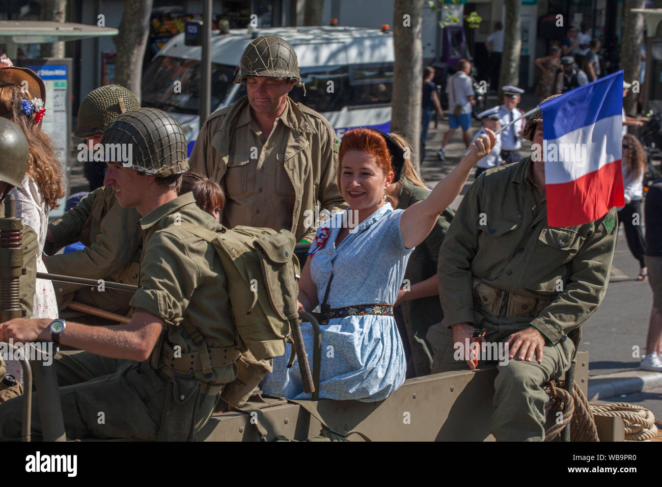 75th anniversary of the liberation of Paris parade of vintage military ...