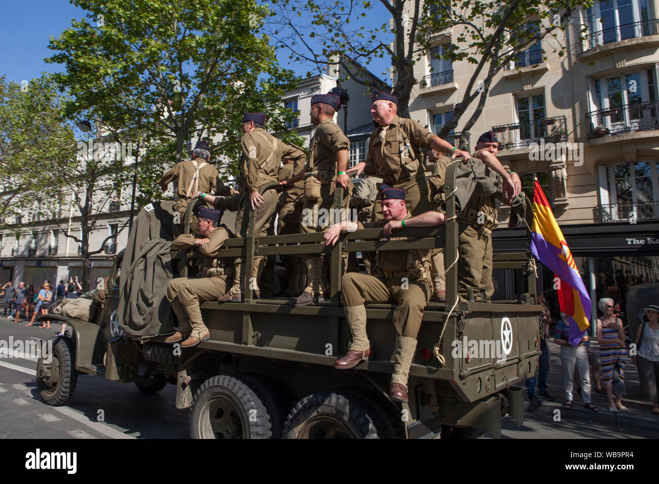75th anniversary of the liberation of Paris parade of vintage military ...