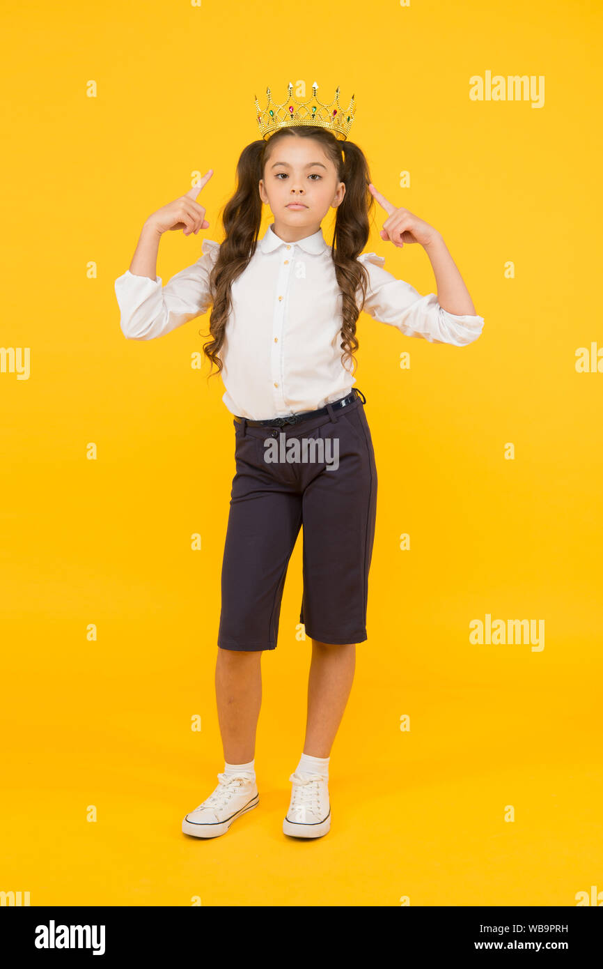 Look who is a big boss here. Little big boss on yellow background. Cute ...