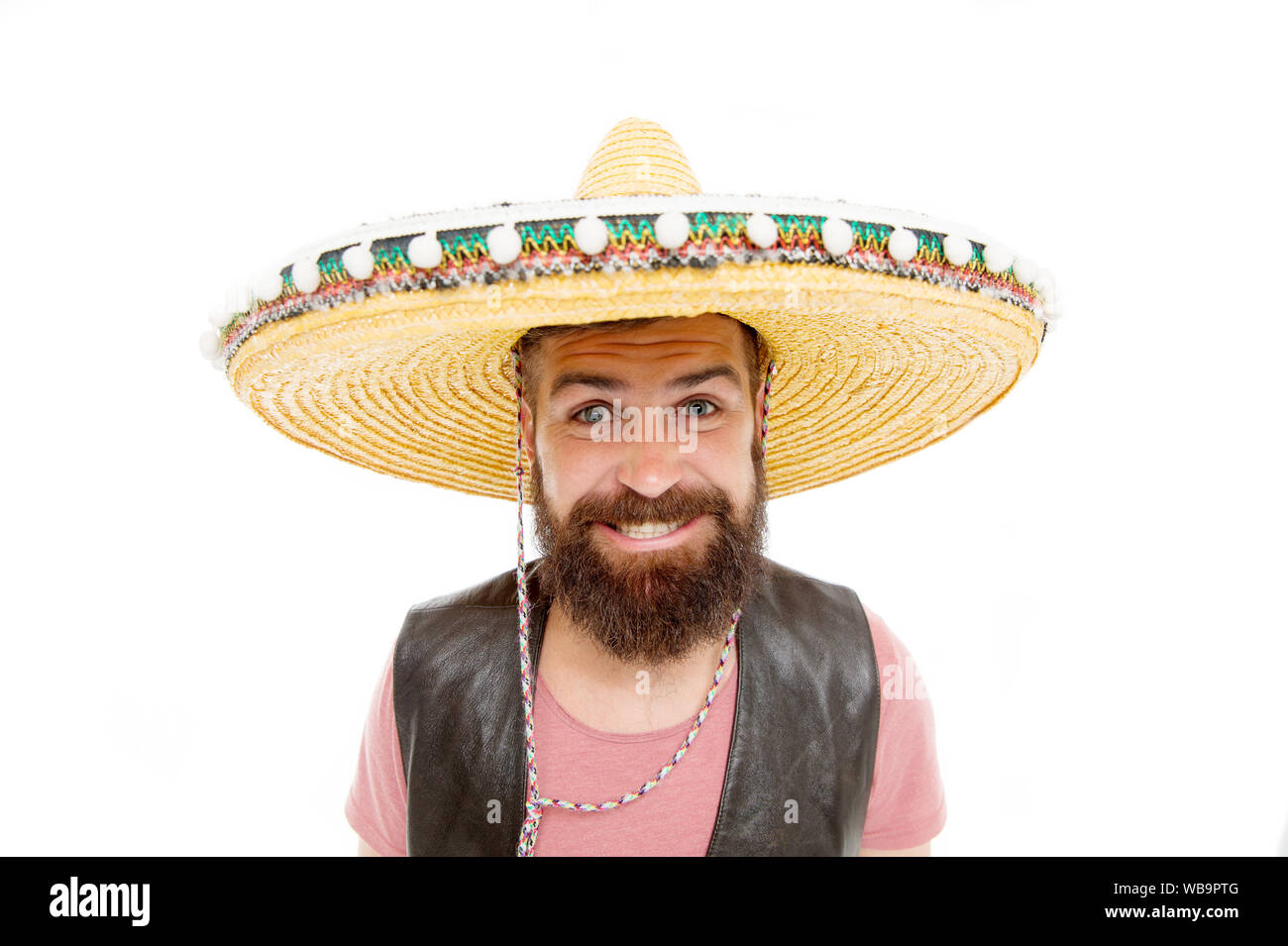 Celebrate traditional mexican holiday. Mexican party concept. Guy happy ...