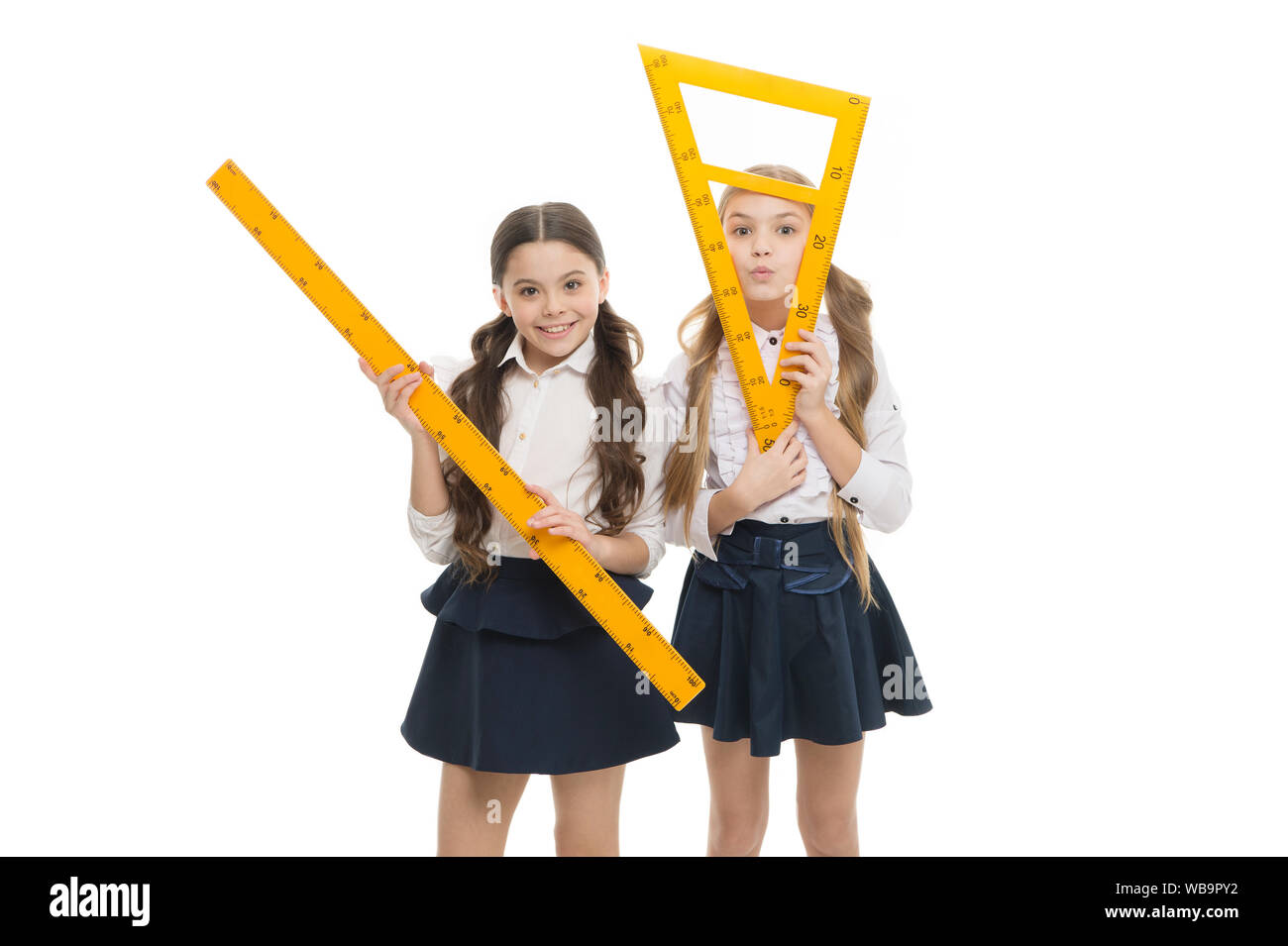 Our favorite lesson. Little girls preparing for geometry lesson. Cute ...