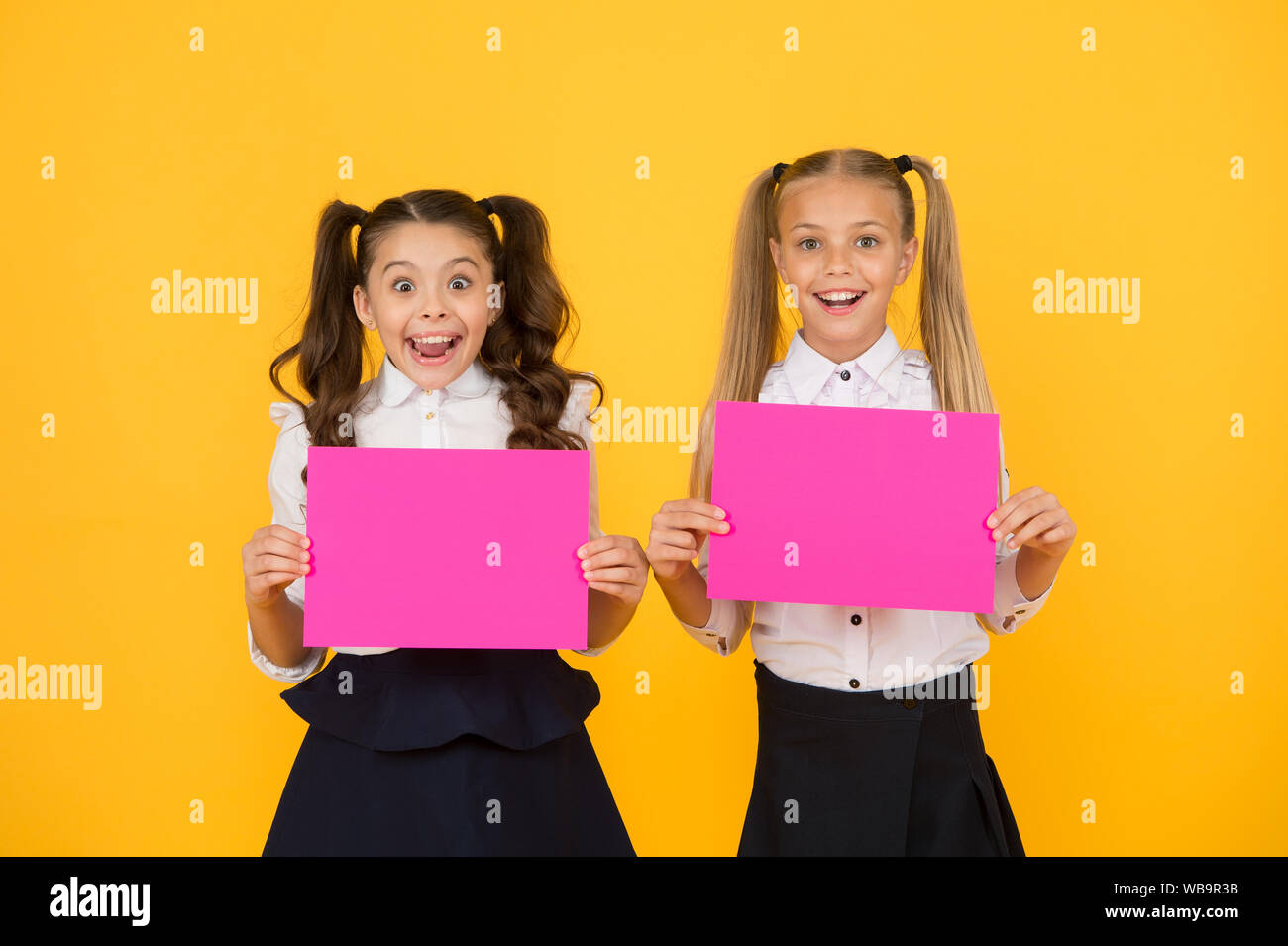 Visual communication concept. School friendship. Girls school uniform ...