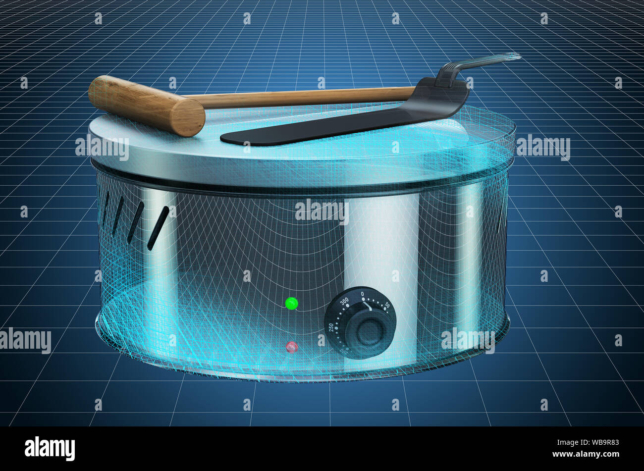 Visualization 3d cad model of pancake maker or crepe maker, blueprint ...