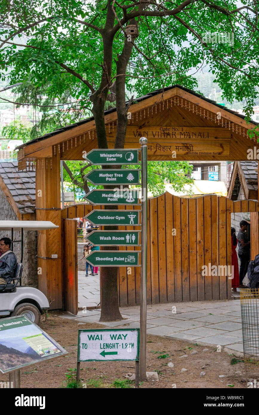 Manali, Himachal Pradesh, India - May 07, 2019 : Sign board in van ...