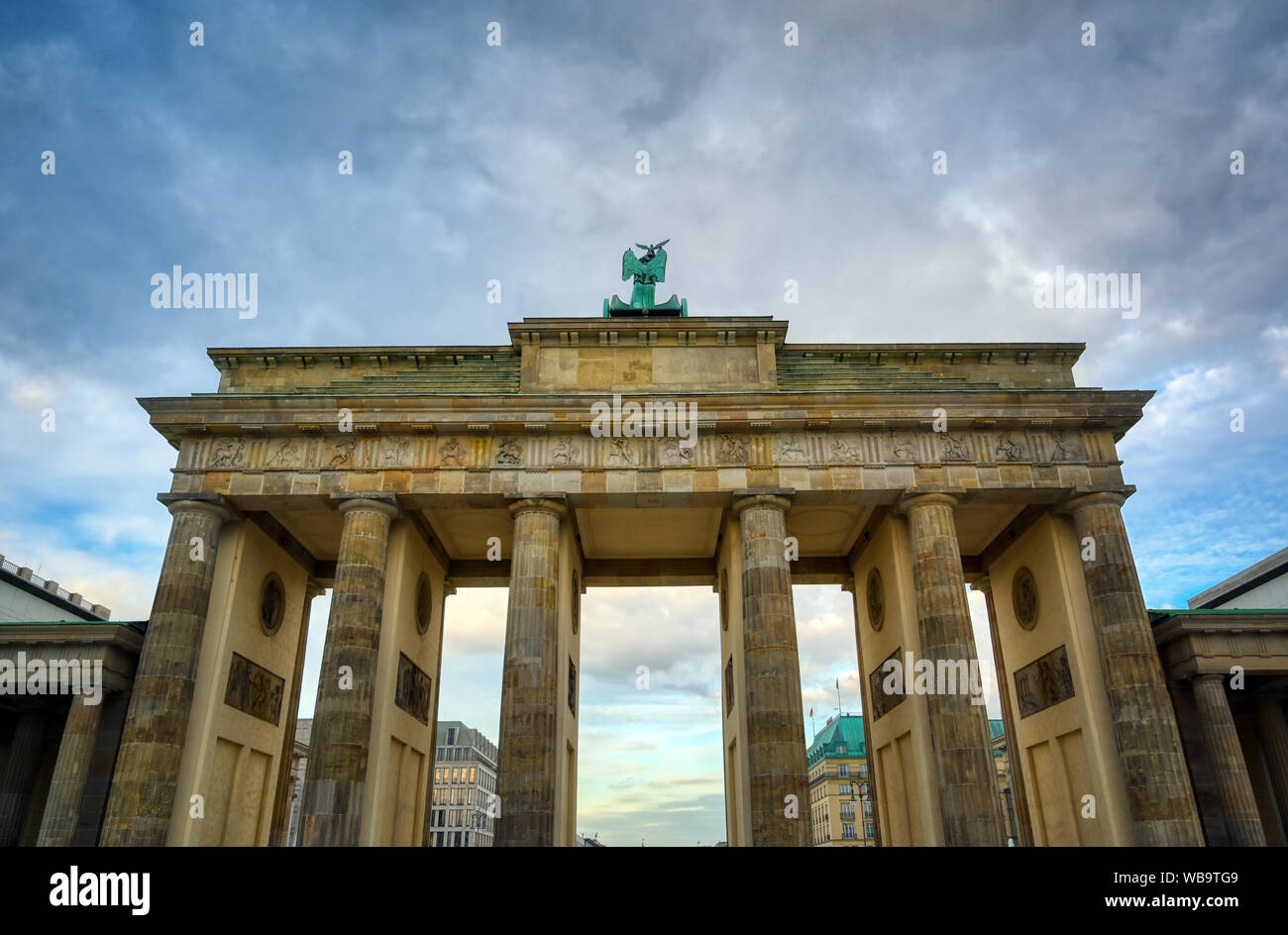 The Brandenburg Gate located in Pariser Platz in the city of Berlin ...