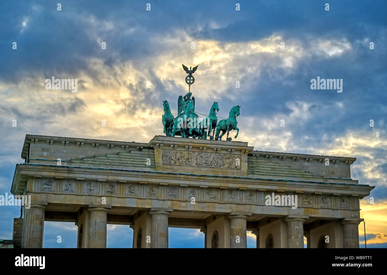 The Brandenburg Gate located in Pariser Platz in the city of Berlin ...