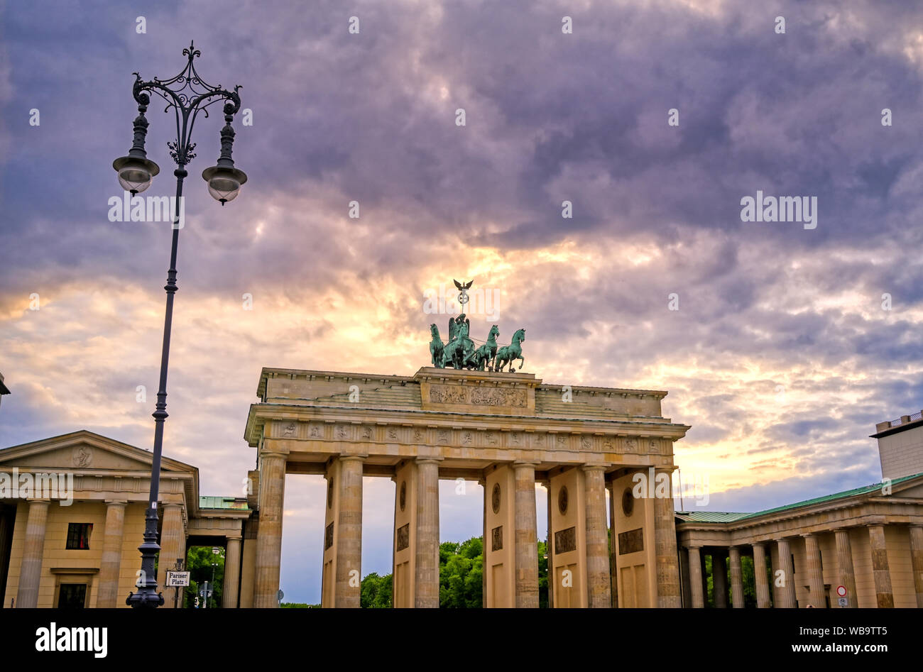 The Brandenburg Gate located in Pariser Platz in the city of Berlin ...