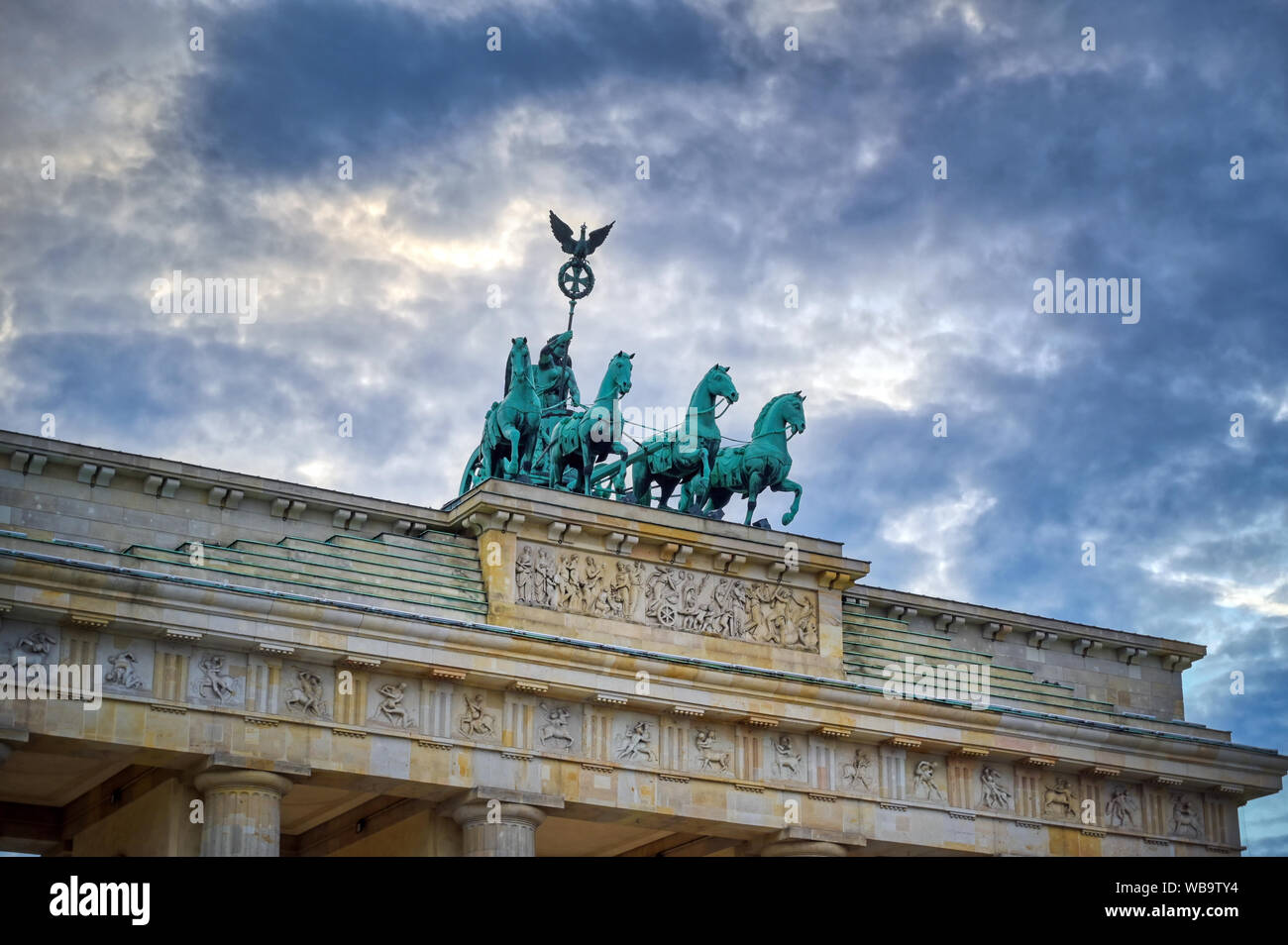 The Brandenburg Gate located in Pariser Platz in the city of Berlin ...