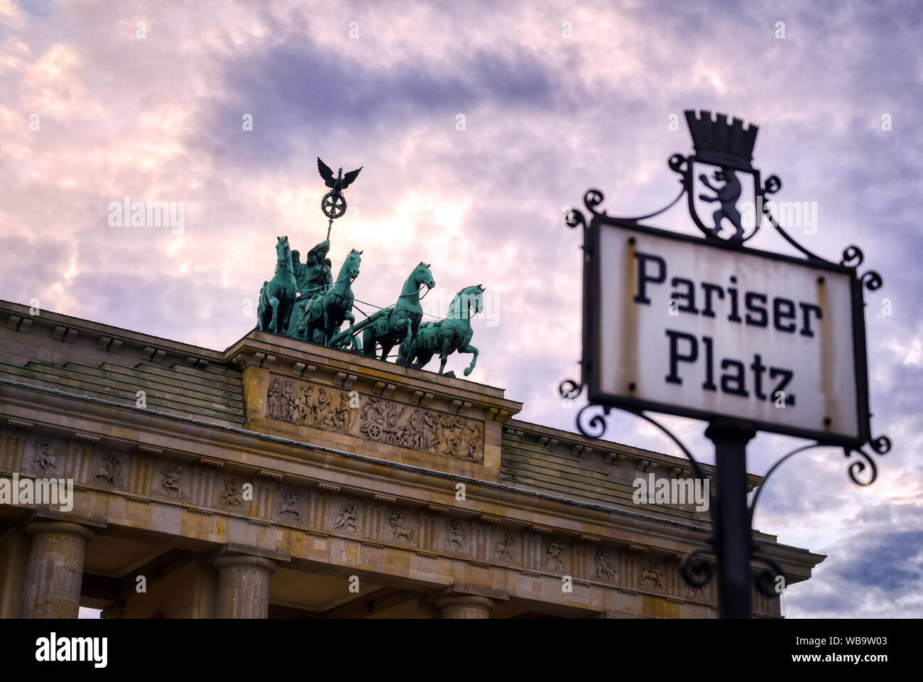 The Brandenburg Gate located in Pariser Platz in the city of Berlin ...