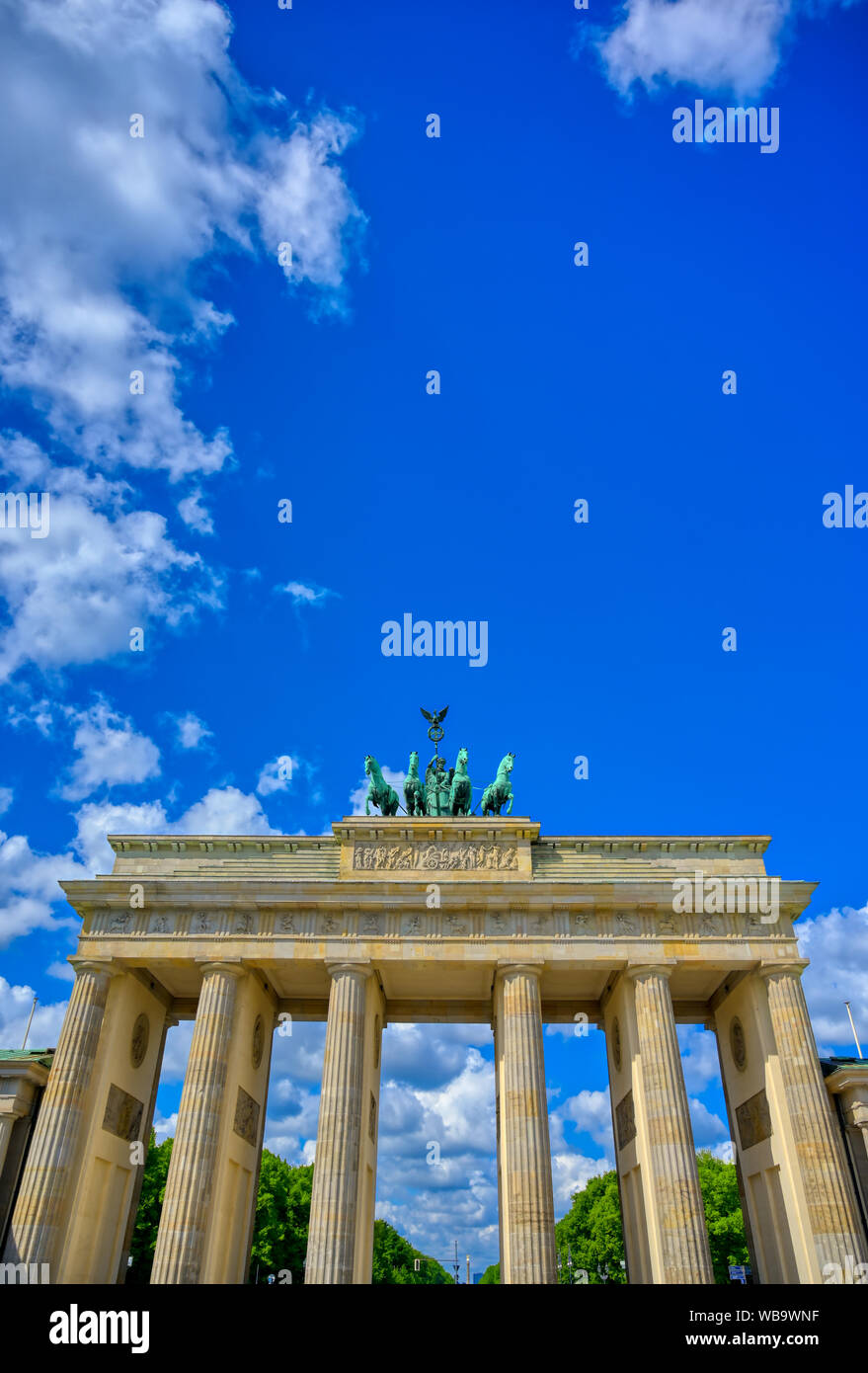 The Brandenburg Gate located in Pariser Platz in the city of Berlin ...
