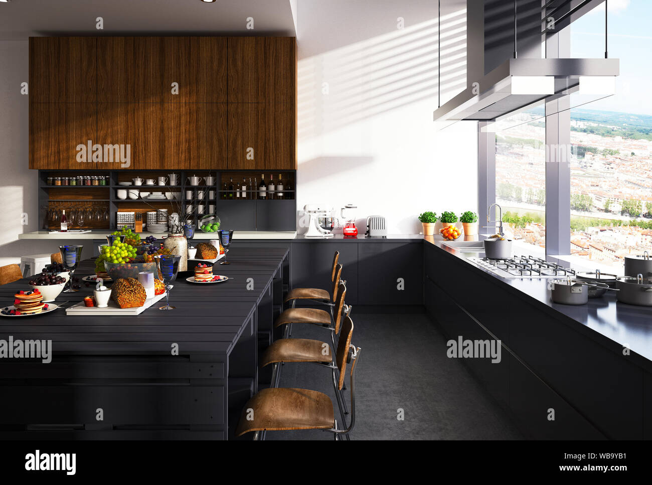 3d render dining table hi-res stock photography and images - Alamy