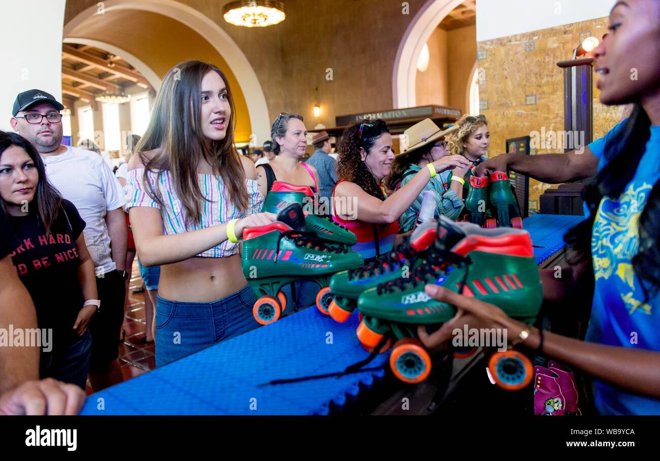 Los Angeles, California, USA. 25th Aug, 2019. A custom-built, pop-up roller rink constructed in ...