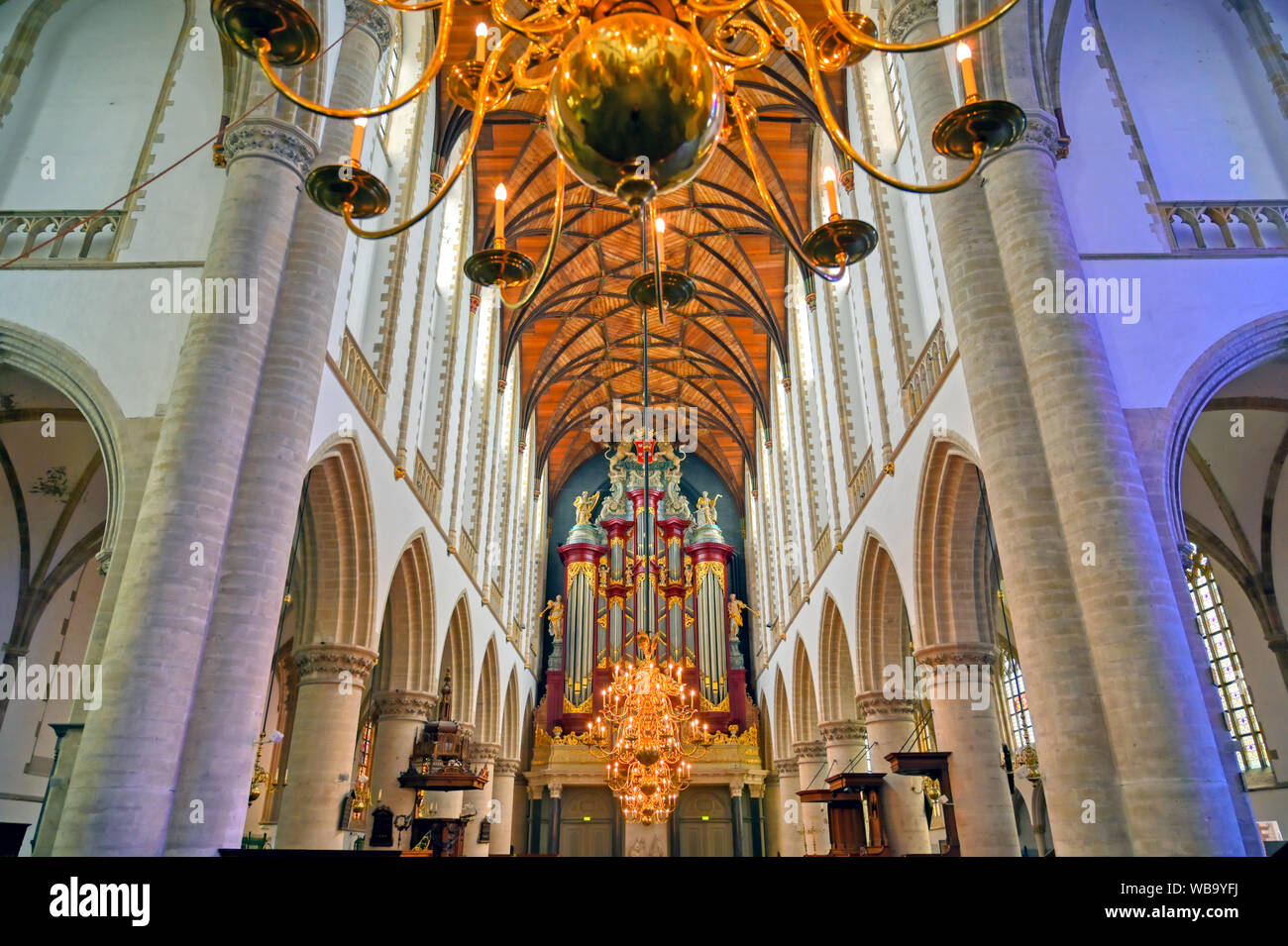 Haarlem, Netherlands - April 30, 2019 - The interior of the St. Bavo ...