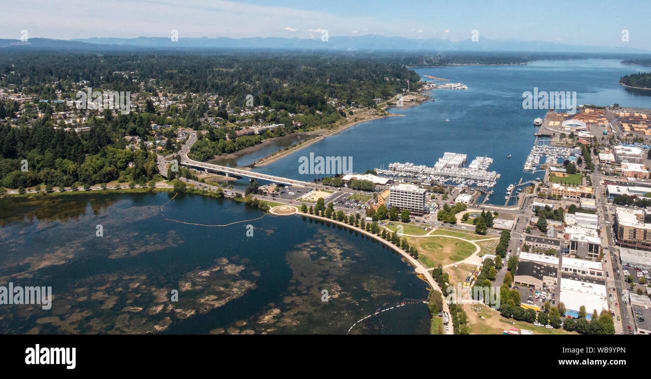 Aerial view of Budd Inlet, Capitol Lake and the south end of Puget ...