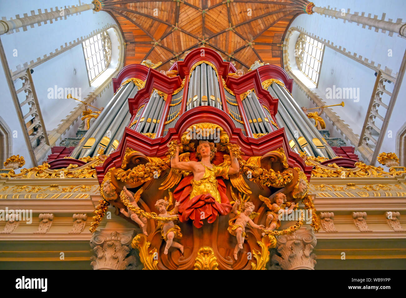 Haarlem, Netherlands - April 30, 2019 - The interior of the St. Bavo ...