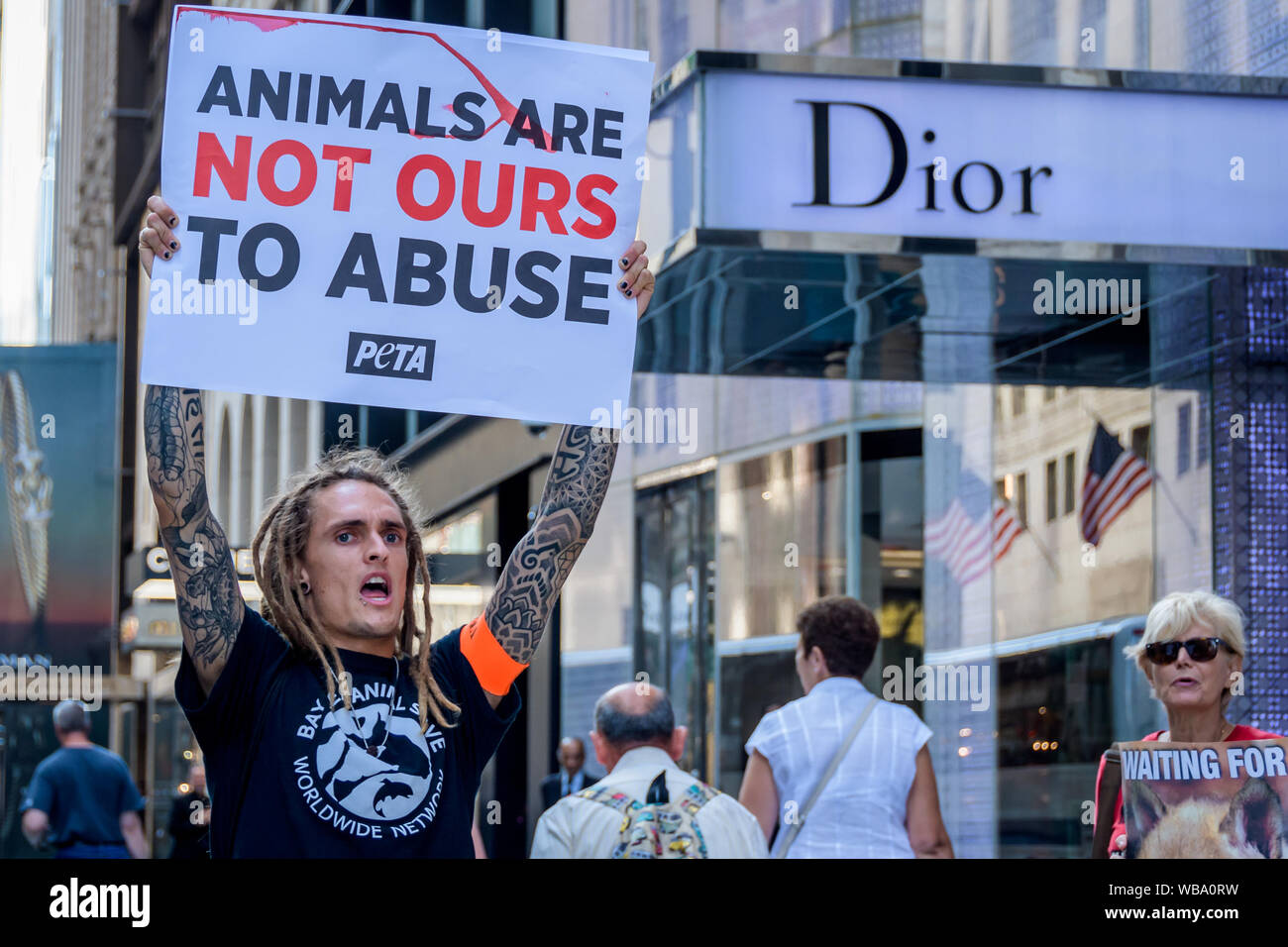 New York, USA. 25th Aug, 2019. Animal Liberation activists targeted ...