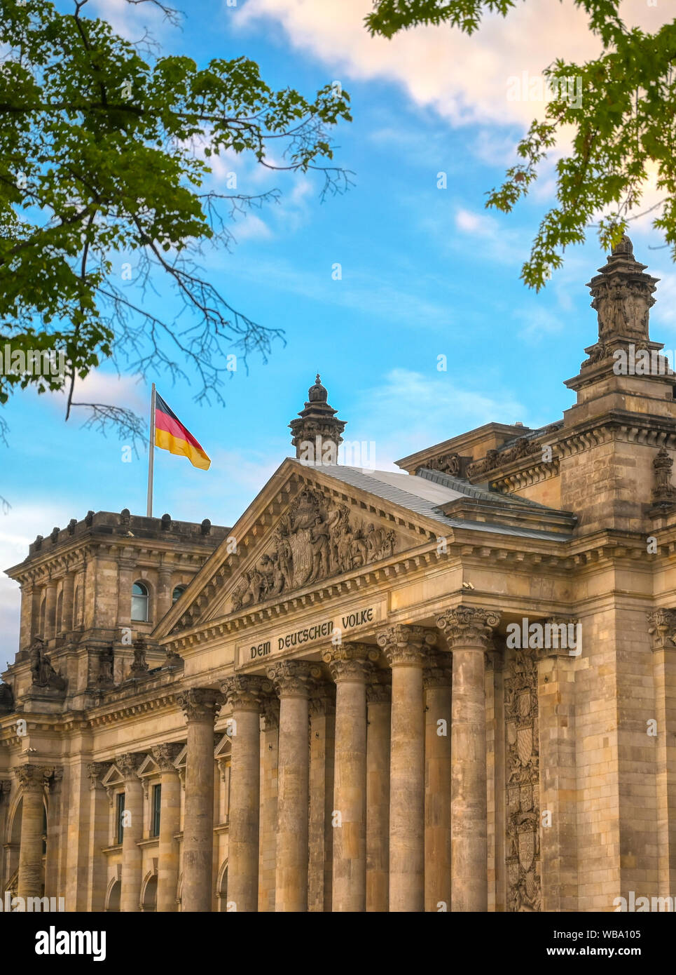 The Reichstag building located in Berlin, Germany which houses the ...