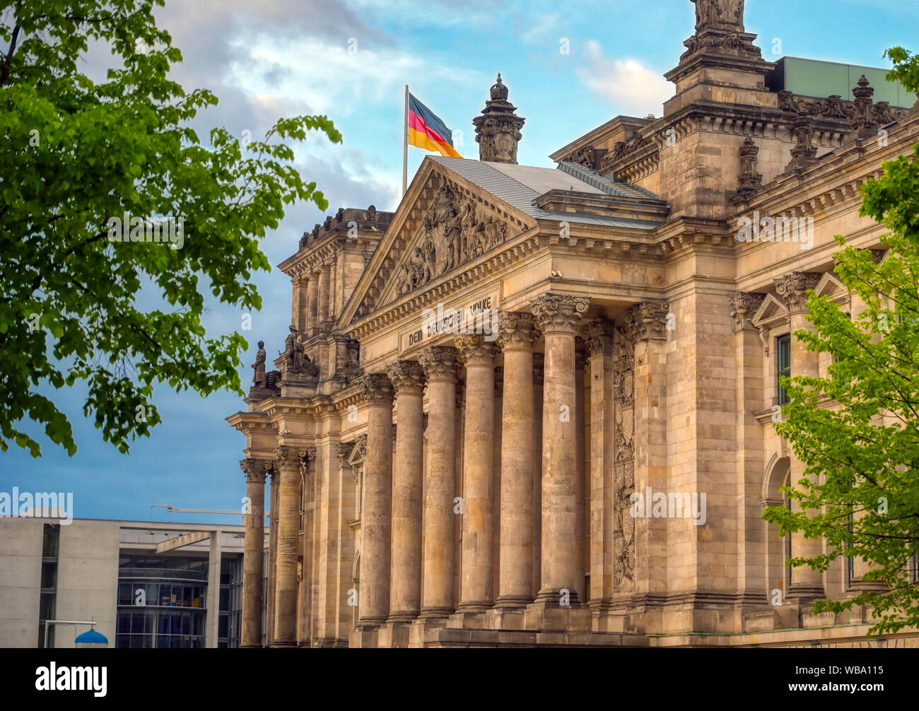The Reichstag building located in Berlin, Germany which houses the ...