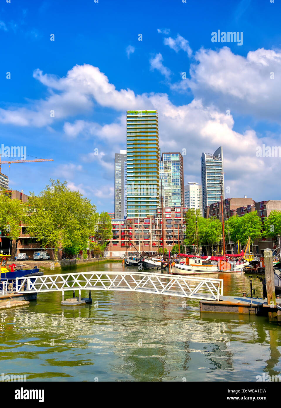 The canals and waterways in the city of Rotterdam, the Netherlands ...