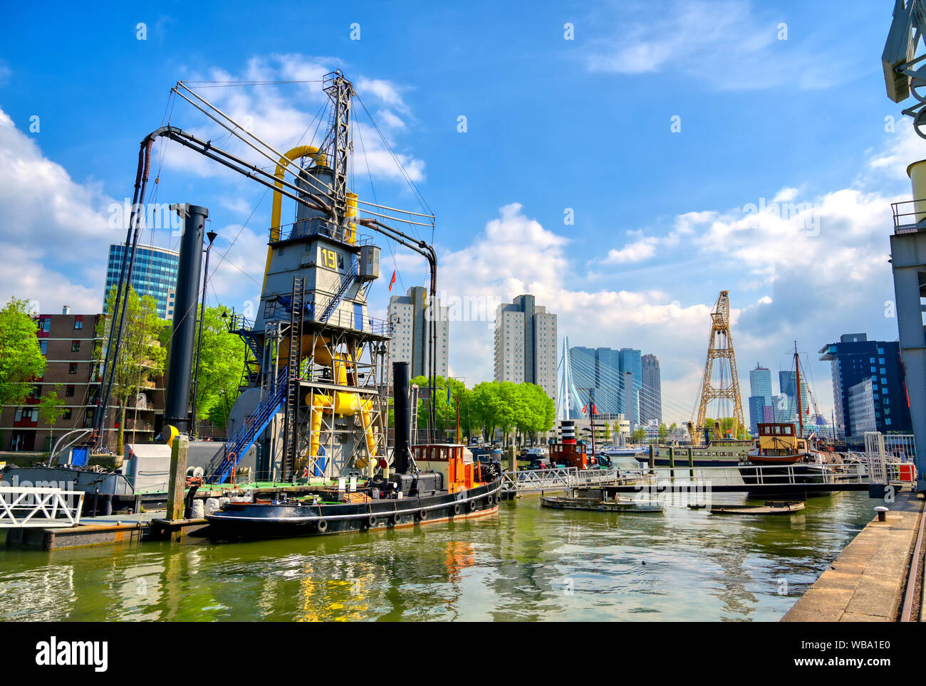 The canals and waterways in the city of Rotterdam, the Netherlands ...