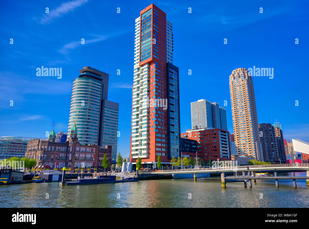 The canals and waterways in the city of Rotterdam, the Netherlands ...