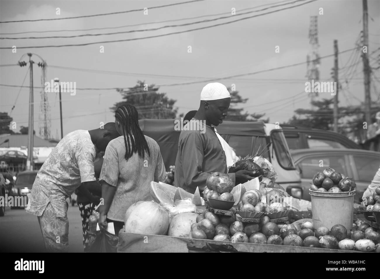 Broccoli green beans tomatoes Black and White Stock Photos & Images - Alamy