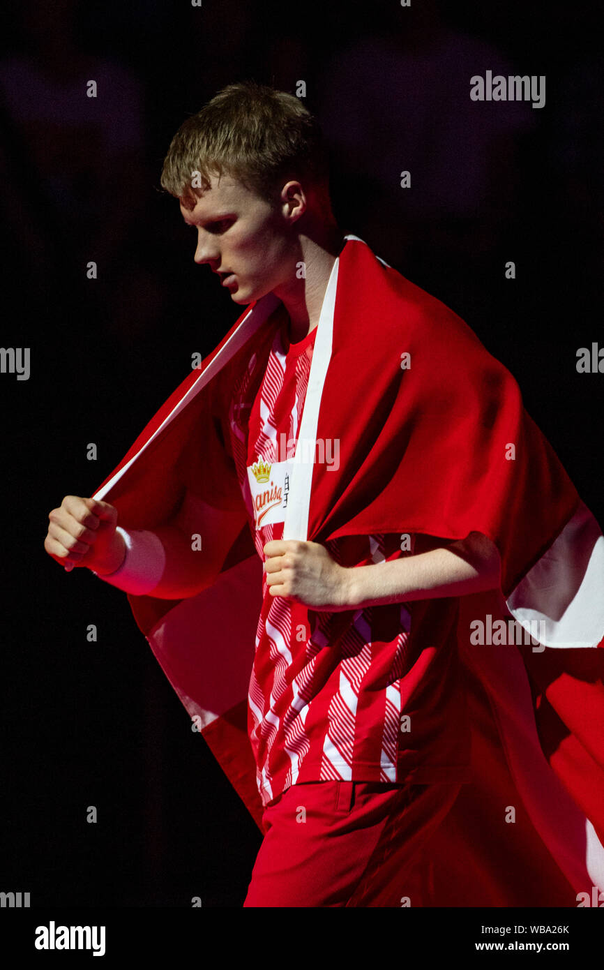 Anders Antonsen of Denmark during the BWF World Badminton Championships ...