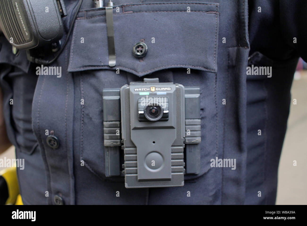 Body worn camera on US cop Stock Photo - Alamy