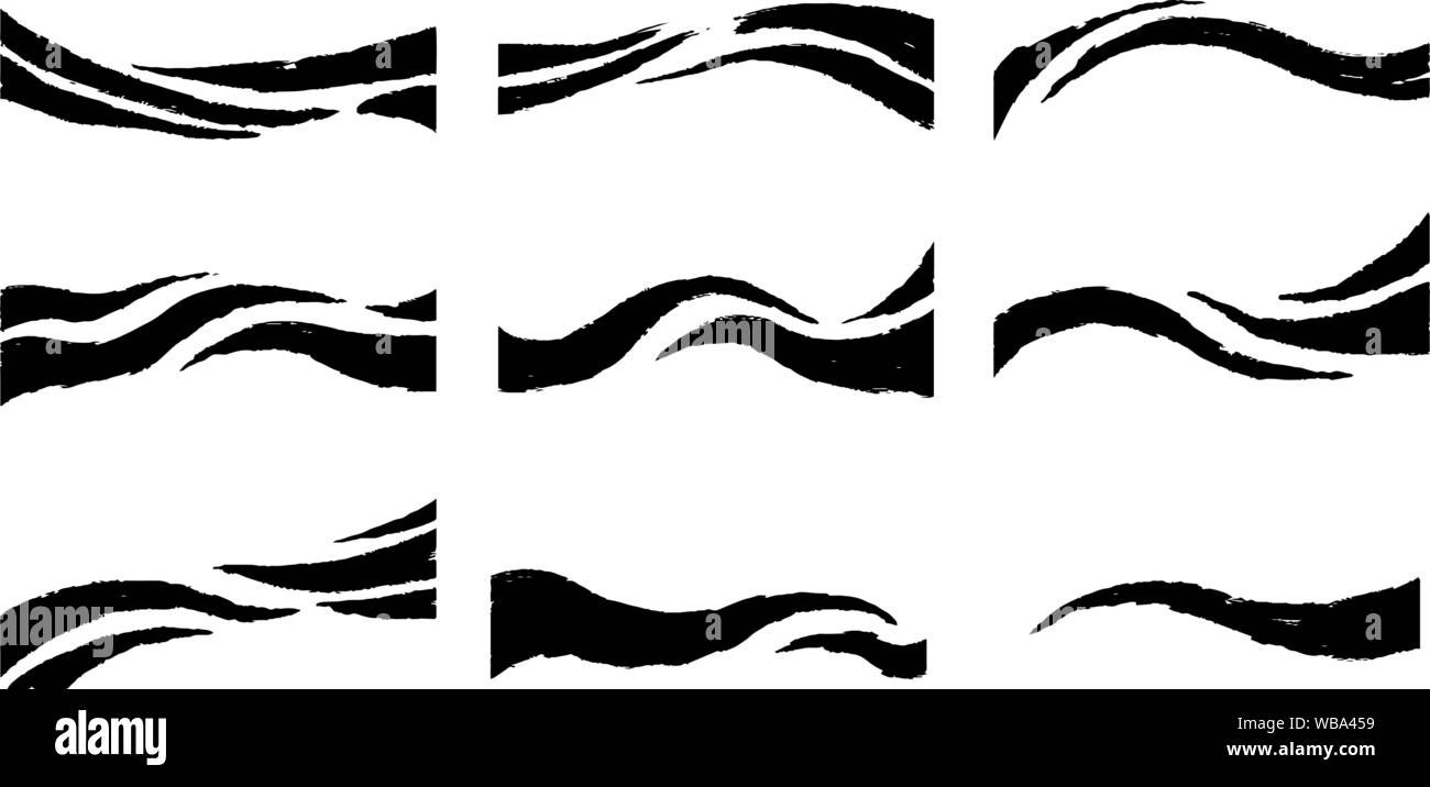 This is a illustration of Hand-painted brushstroke wave line Stock ...