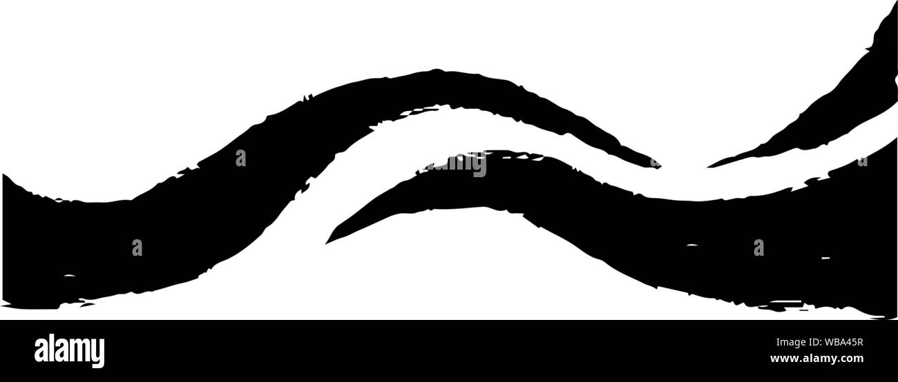 This is a illustration of Hand-painted brushstroke wave line Stock ...