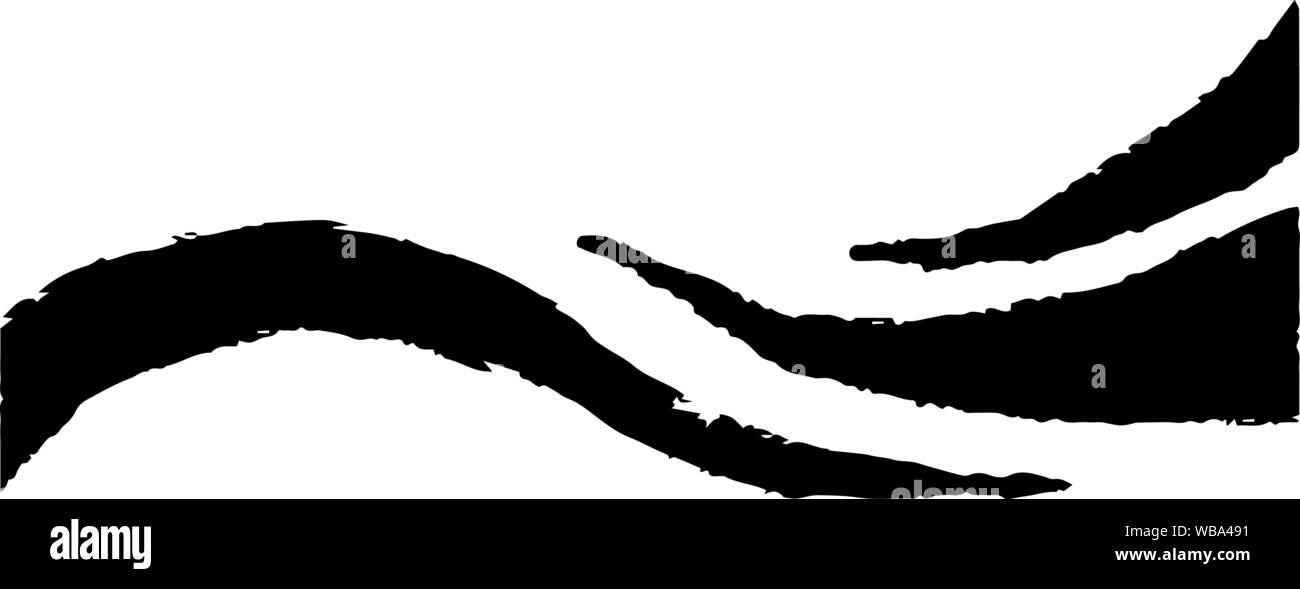 This is a illustration of Hand-painted brushstroke wave line Stock ...