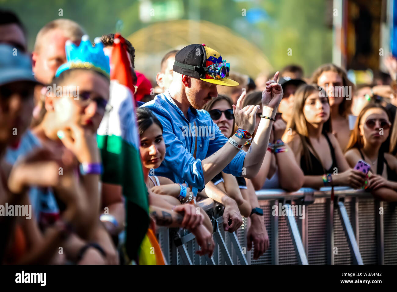 Budapest, Hungary. 10th Aug, 2019. The crowd during the Sziget Festival ...