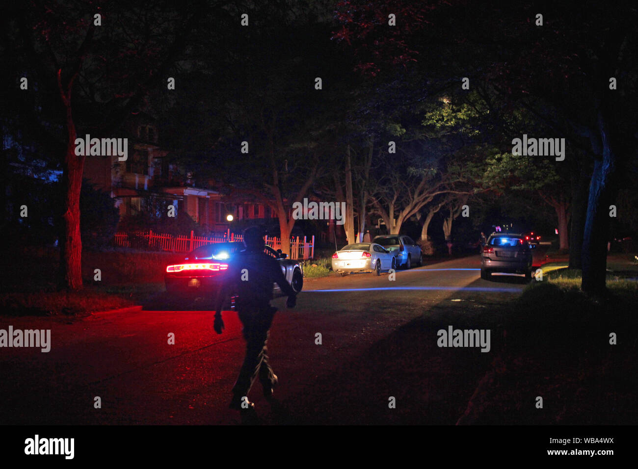 Detroit police Special Operations vehicle and officer in the street at ...