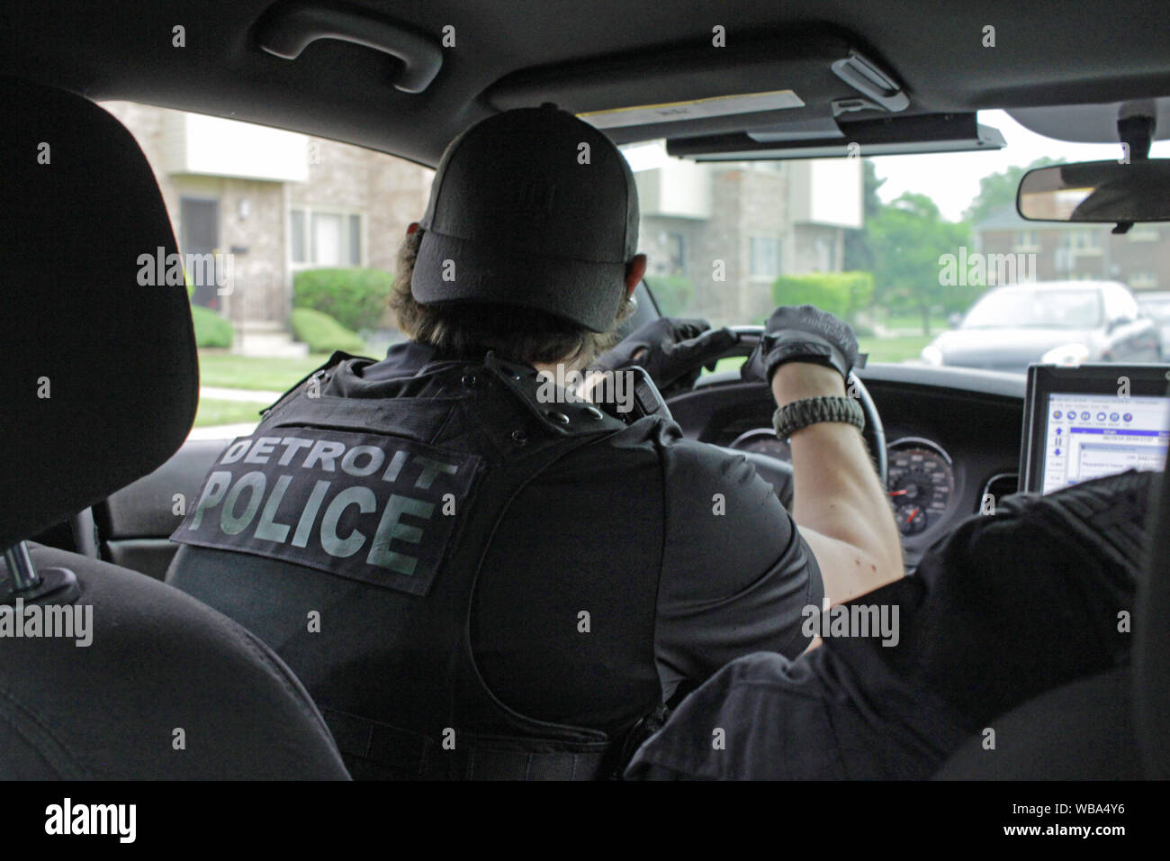 Detroit police officers patrol the streets, Detroit, Michigan, USA ...