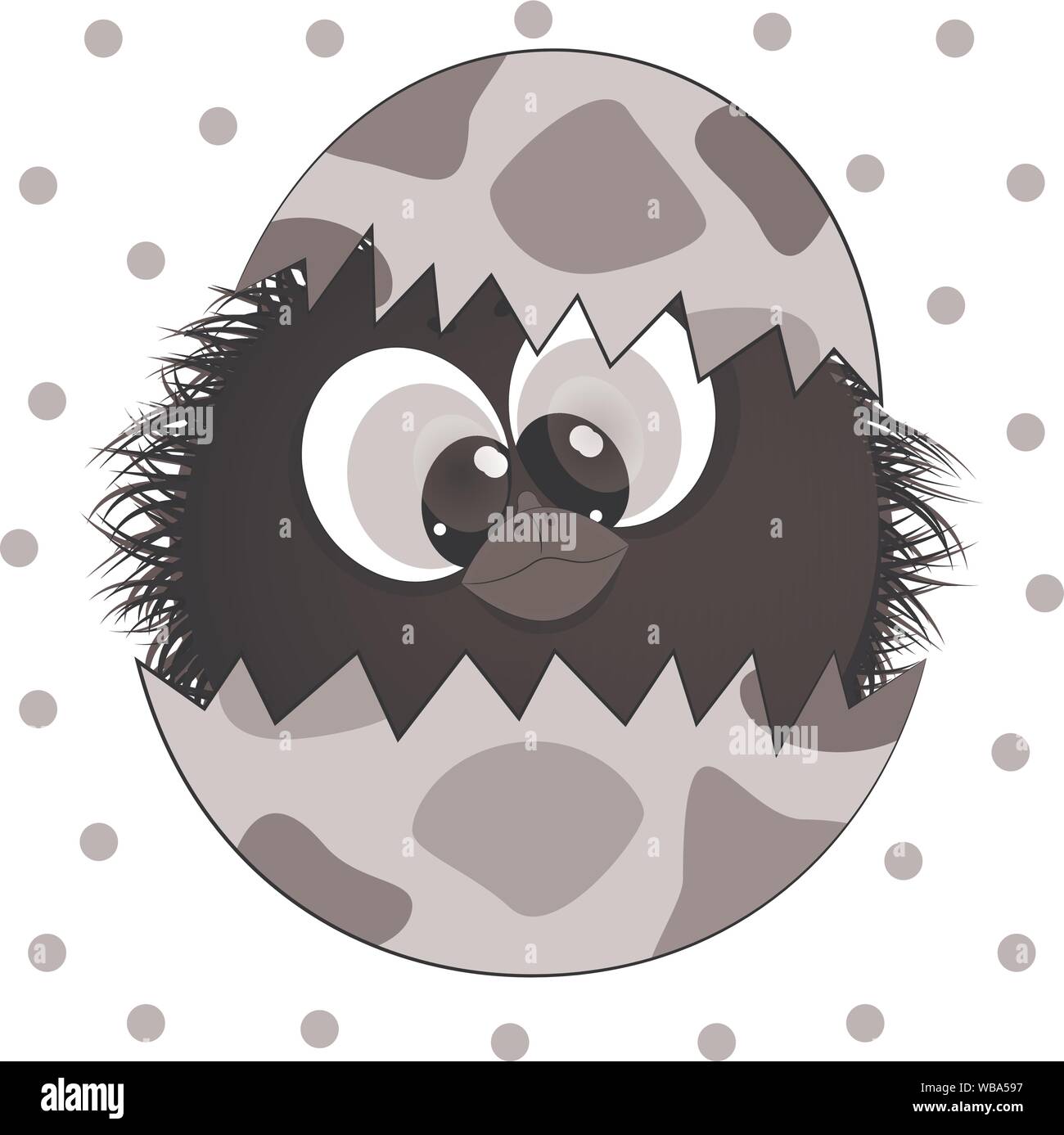 Cute little crow in egg. cartoon vector illustration. little raven in ...