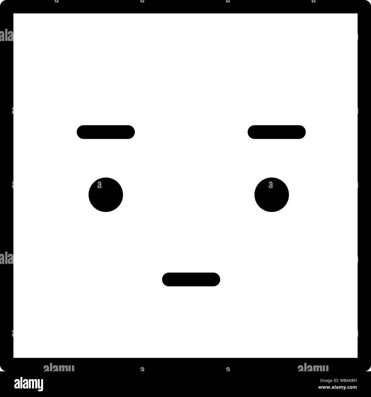 Face emoticon cute square icon Black and White Stock Photos & Images ...