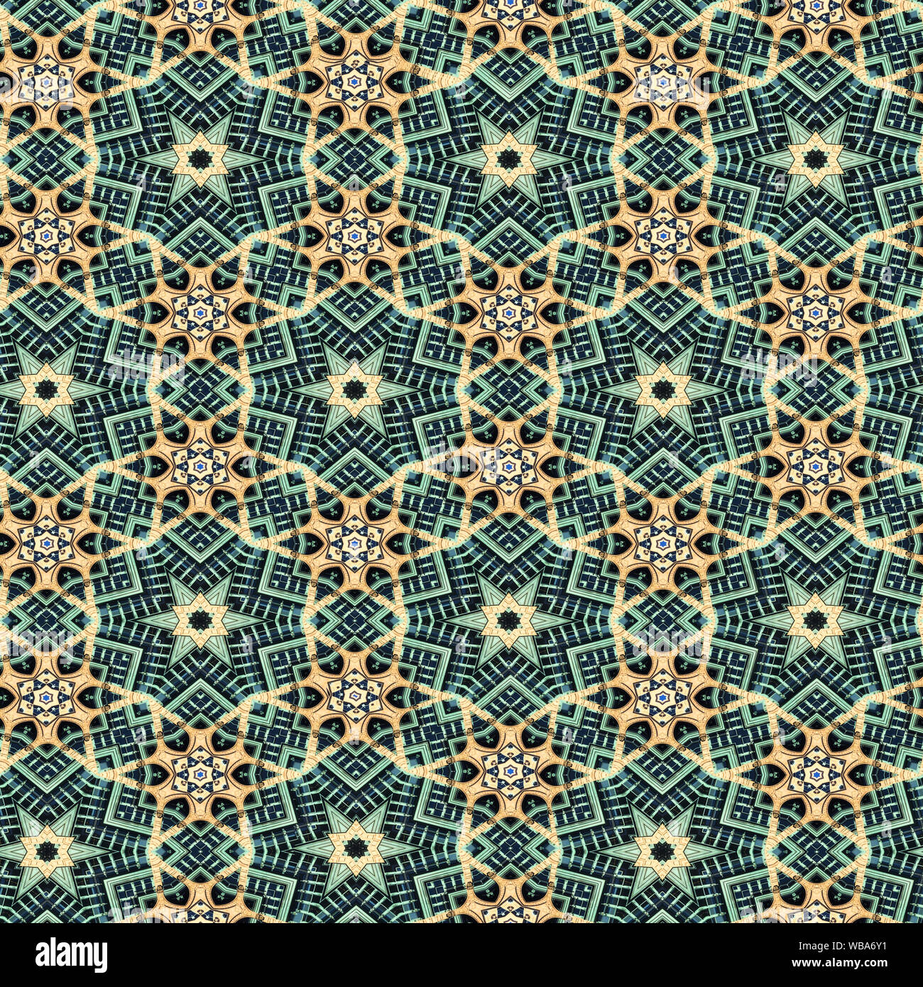 Interesting shapes and colors create a symmetrical design pattern that ...