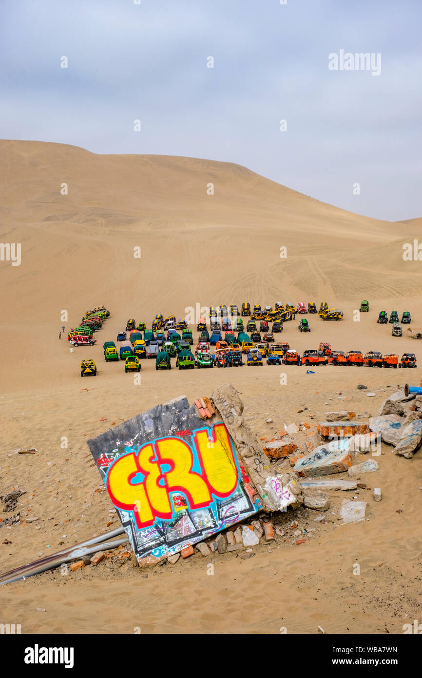 Dune buggies, Huacachina desert oasis, Ica, Peru Stock Photo - Alamy