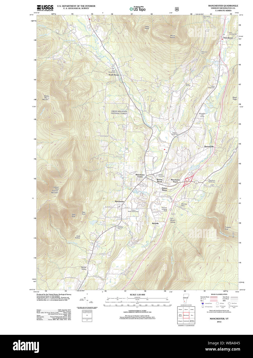 Vermont manchester map Cut Out Stock Images & Pictures - Alamy