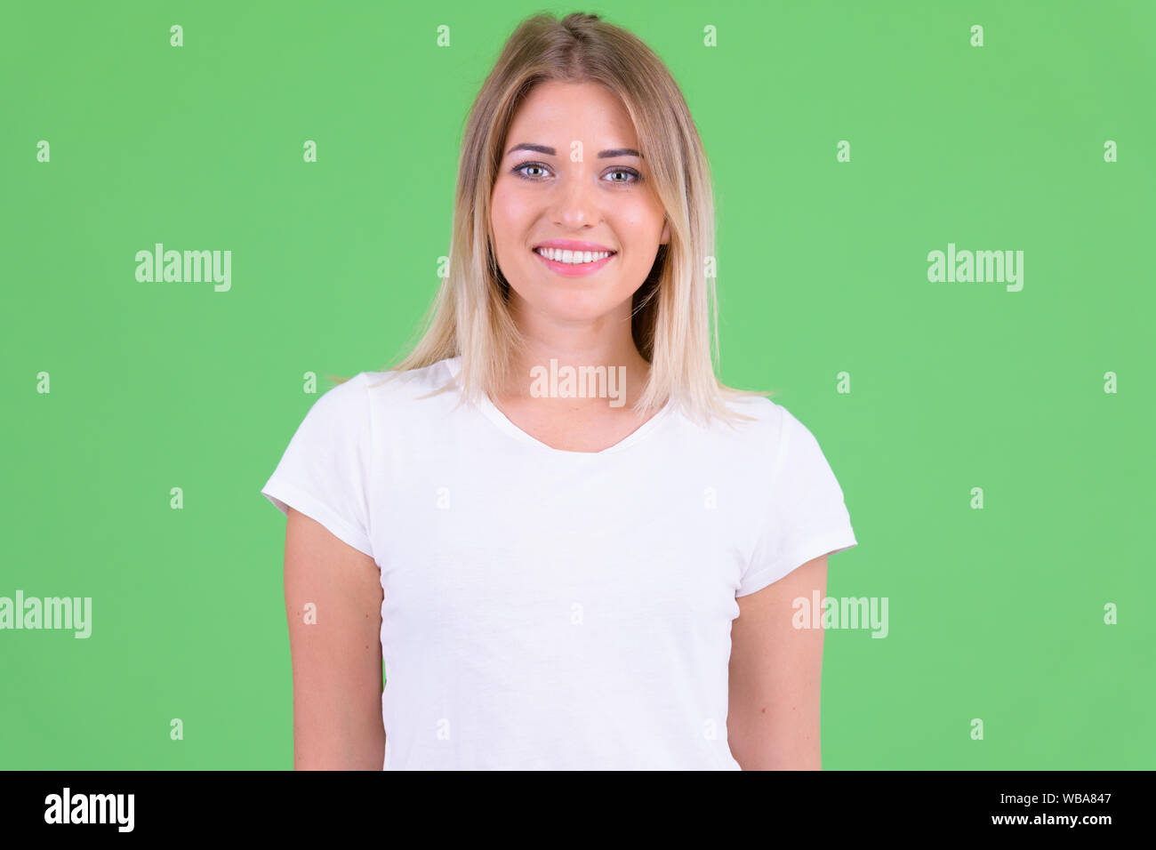 Face of happy young beautiful blonde woman smiling Stock Photo - Alamy