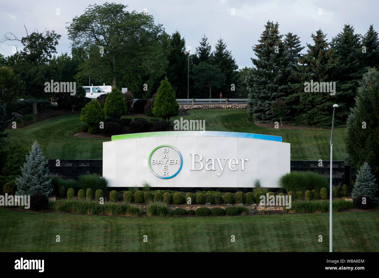 A logo sign outside of a facility occupied by Bayer in Pittsburgh ...