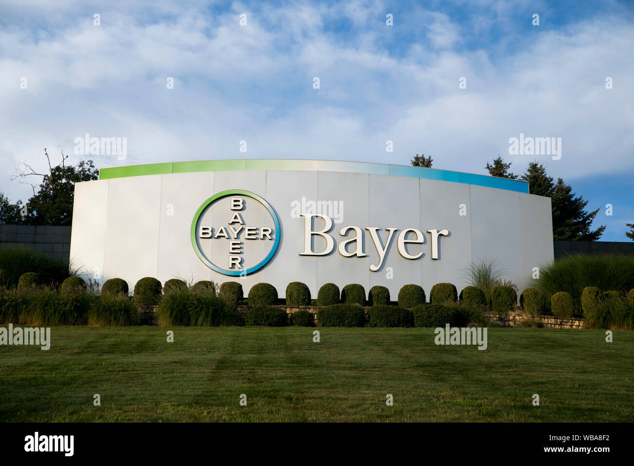 A logo sign outside of a facility occupied by Bayer in Pittsburgh ...