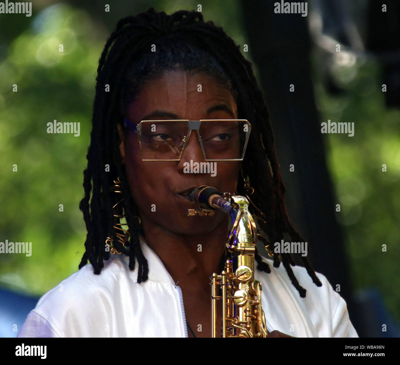 August 25, 2019, New York City, New York, USA: Saxophonist LAKECIA ...
