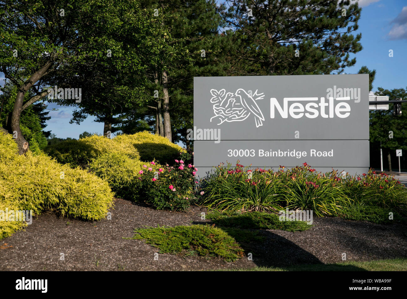 A logo sign outside of a facility occupied by Nestle in Solon, Ohio on ...