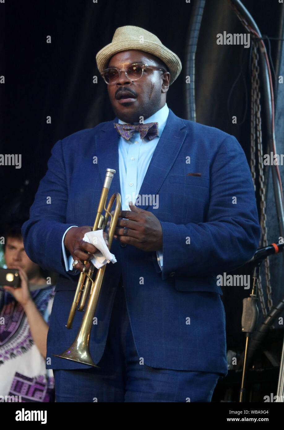 August 25, 2019, New York City, New York, USA: Trumpet player JEREMY ...