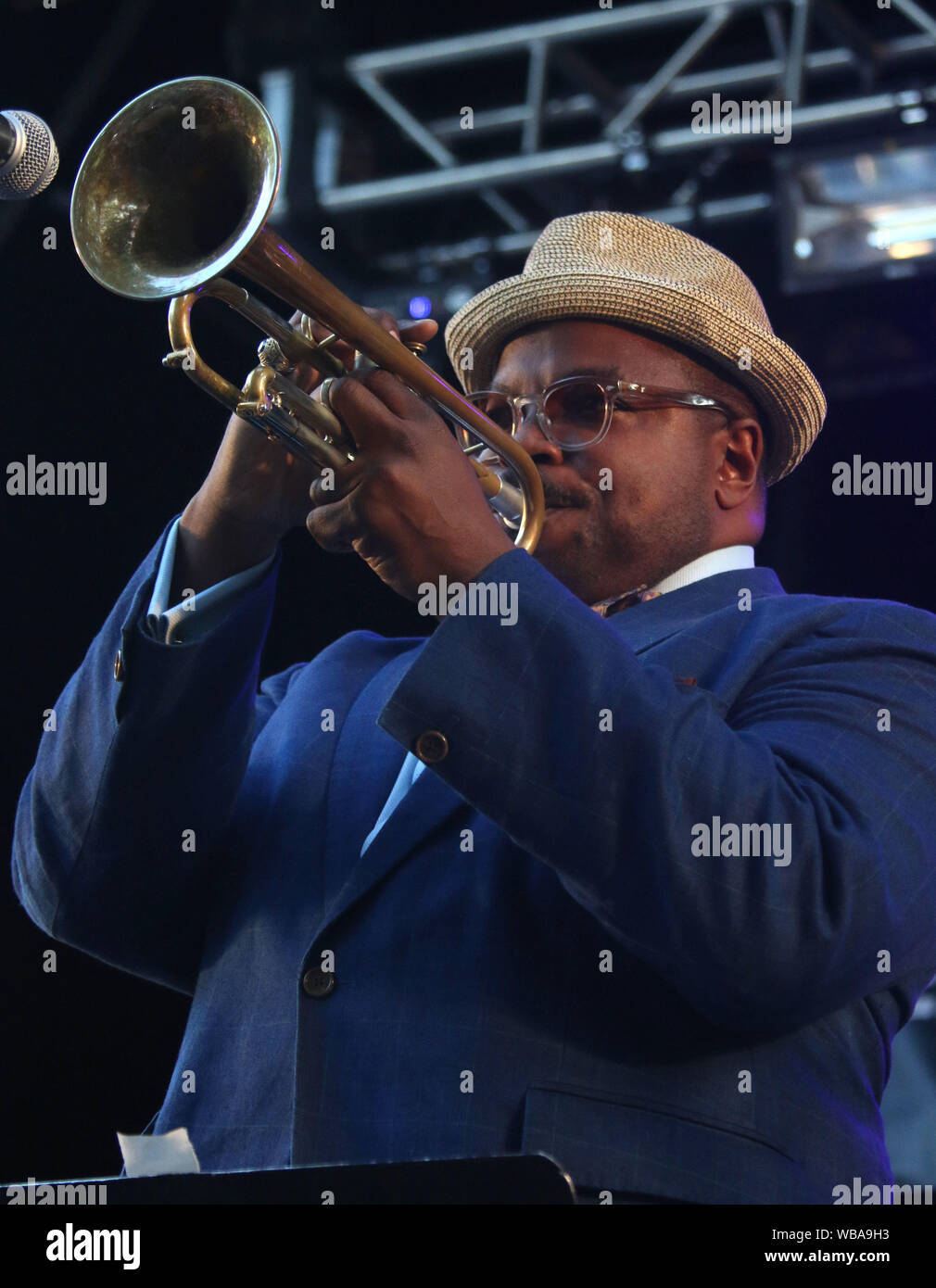 August 25, 2019, New York City, New York, USA: Trumpet player JEREMY ...