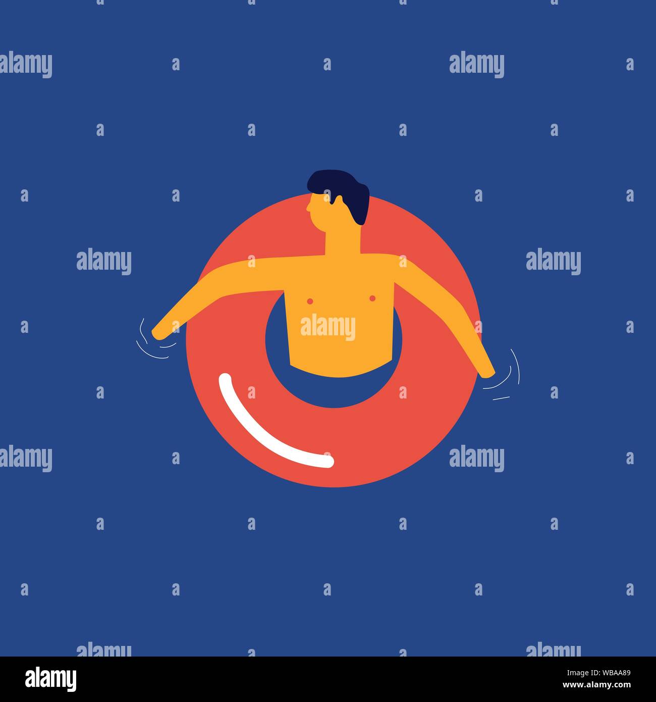 Man floating relaxing on the red rubber ring Stock Vector Image & Art ...