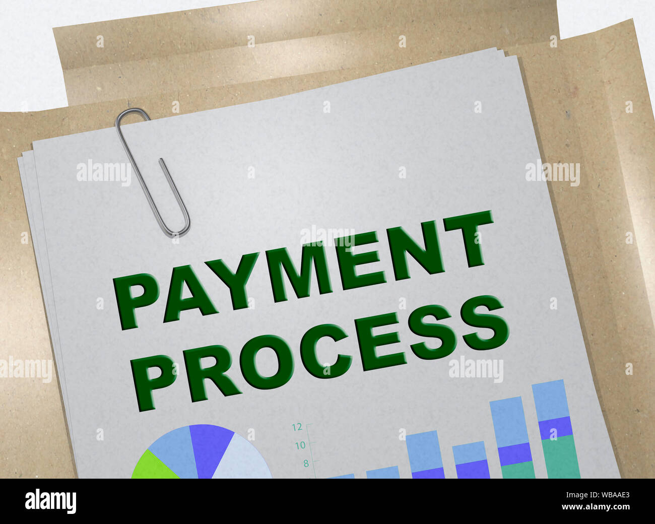 3D illustration of PAYMENT PROCESS title on business document Stock ...