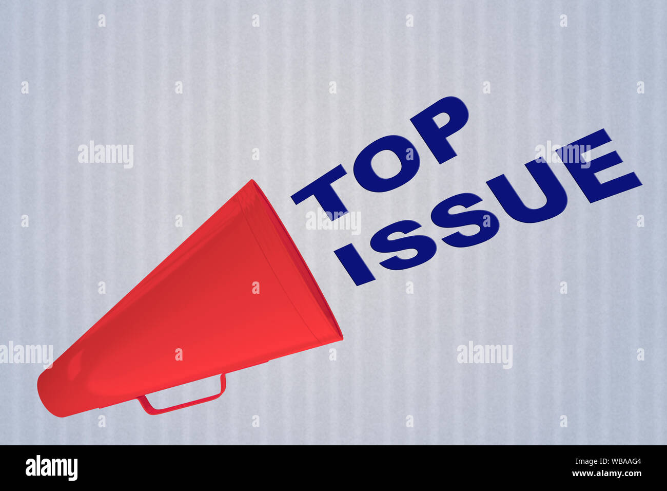 3D illustration of TOP ISSUE title flowing from a loudspeaker Stock ...
