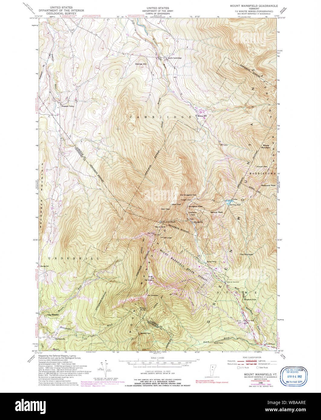 USGS Topo Map Vermont VT Mount Mansfield 337543 1948 24000 Restoration ...